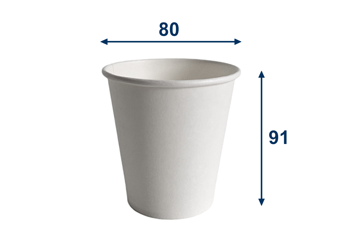 Papierový pohár biely 280 ml, priemer 80 mm (0,2 L/8 oz) | Eobal.sk